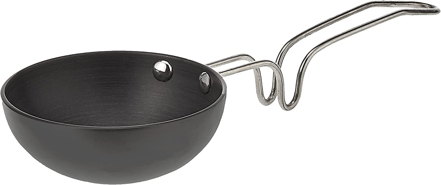 Tanish Trading Aluminium Mini Tadka Pan/Frying Pan with Handle, 2.5 mm Thickness, Black