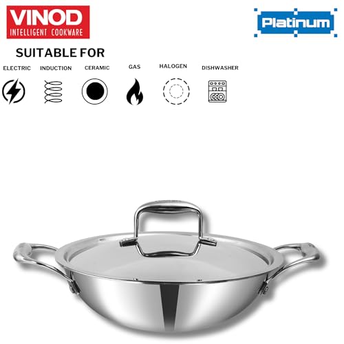 Vinod Platinum Triply X Kadhai with Lid