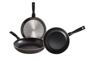 wmf permadur element set of 3 stainless steel frying pans 20, 24 and 28 cm with non-stick for all hobs including induction, cast aluminium