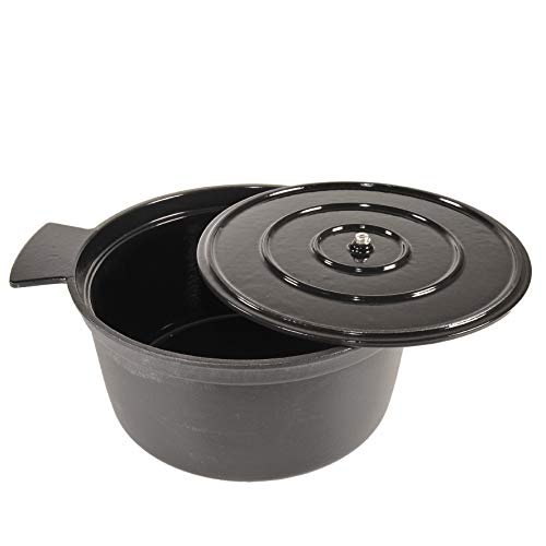 Ambiente SIXS24MO101 Six O'Clock Black Enamel Cast Iron Casserole and Lid, 24 cm