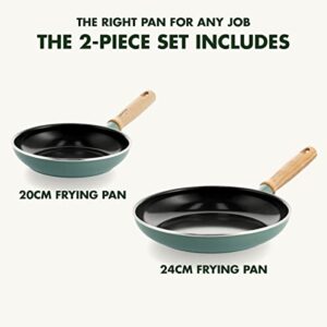 GreenPan MayFlower 100% ToxinFree Healthy Ceramic Nonstick Metal Utensil/Induction/OvenSafe Frypan Set - 3 Pieces - Blue