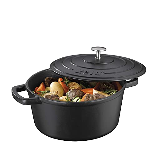 Kela Calido Round Casserole Dish 4 Litres Cast Iron Black