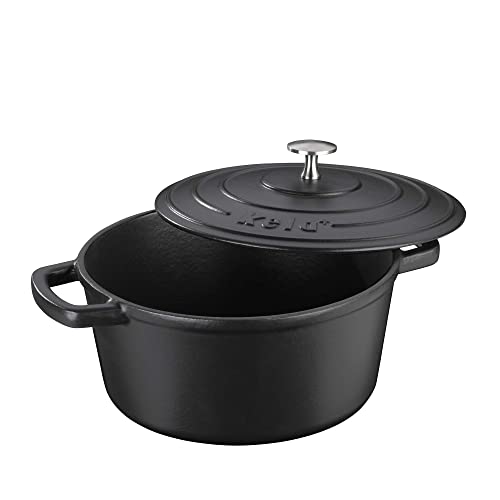 Kela Calido Round Casserole Dish 4 Litres Cast Iron Black