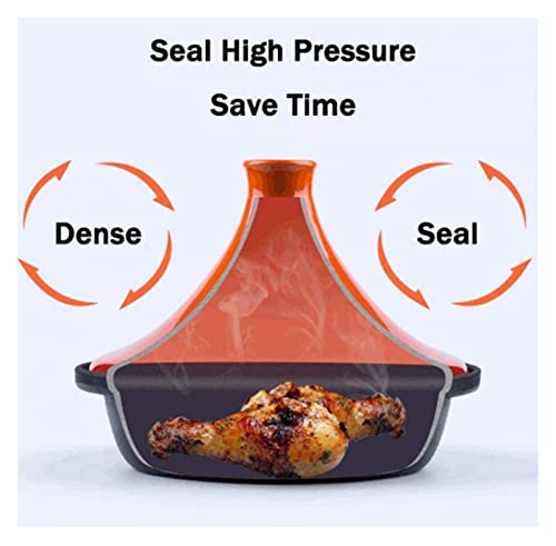 Easy To Clean Moroccan Tagine Cast Iron Pot With Lid Handles For Casserole Pot Medium To Extra Large Home Cookin 22.5.28