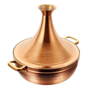 22cm stainless steel tagine pot moroccan tajine cooking cookware with cone-shaped closed lid for stew casserole slow cooker, 1-2 people use