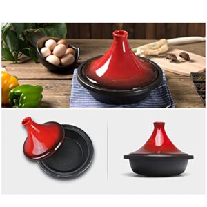 Enameled Cast Iron Tagine Pot Moroccan Cooking Pot Tajine Cookware with Cone-Shaped Closed Lid And Base for Stew Casserole Slow Cooker (Lemon Yellow)