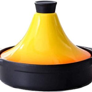 Casserole Dishes with Lids Tajine Cooking Pot with Lid, Hand Made and Hand Painted Tagine Pot Ceramic Pots (Yellow)