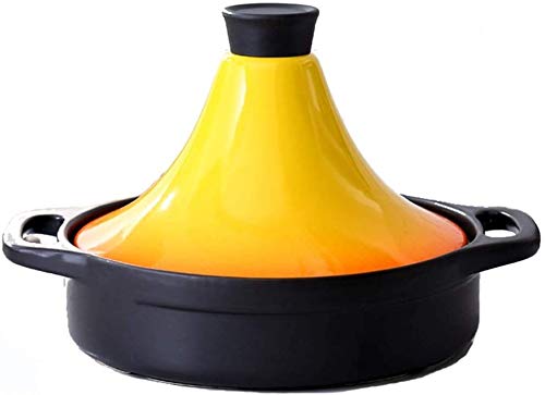 Casserole Dishes with Lids Tajine Cooking Pot with Lid, Hand Made and Hand Painted Tagine Pot Ceramic Pots (Yellow)