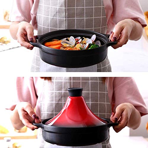 Casserole Dishes with Lids Tajine Cooking Pot with Lid, Hand Made and Hand Painted Tagine Pot Ceramic Pots (Yellow)