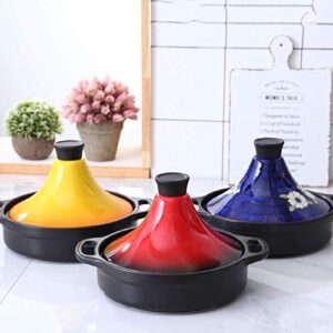 Casserole Dishes with Lids Tajine Cooking Pot with Lid, Hand Made and Hand Painted Tagine Pot Ceramic Pots (Yellow)