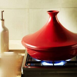 Casserole Dishes with Lids Tagine Cooking Pot with Lid, Medium Simple Cooking Tagine Lead Free (Red)