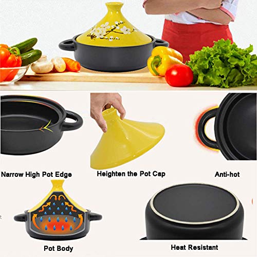 Tagine Cooking Pot, Braiser Pan with Ceramic, High Temperature Resistance Multifunctional Pot for Home Kitchen or Restaurant, Casserole Soup Slow Cooker Ceramic/Green