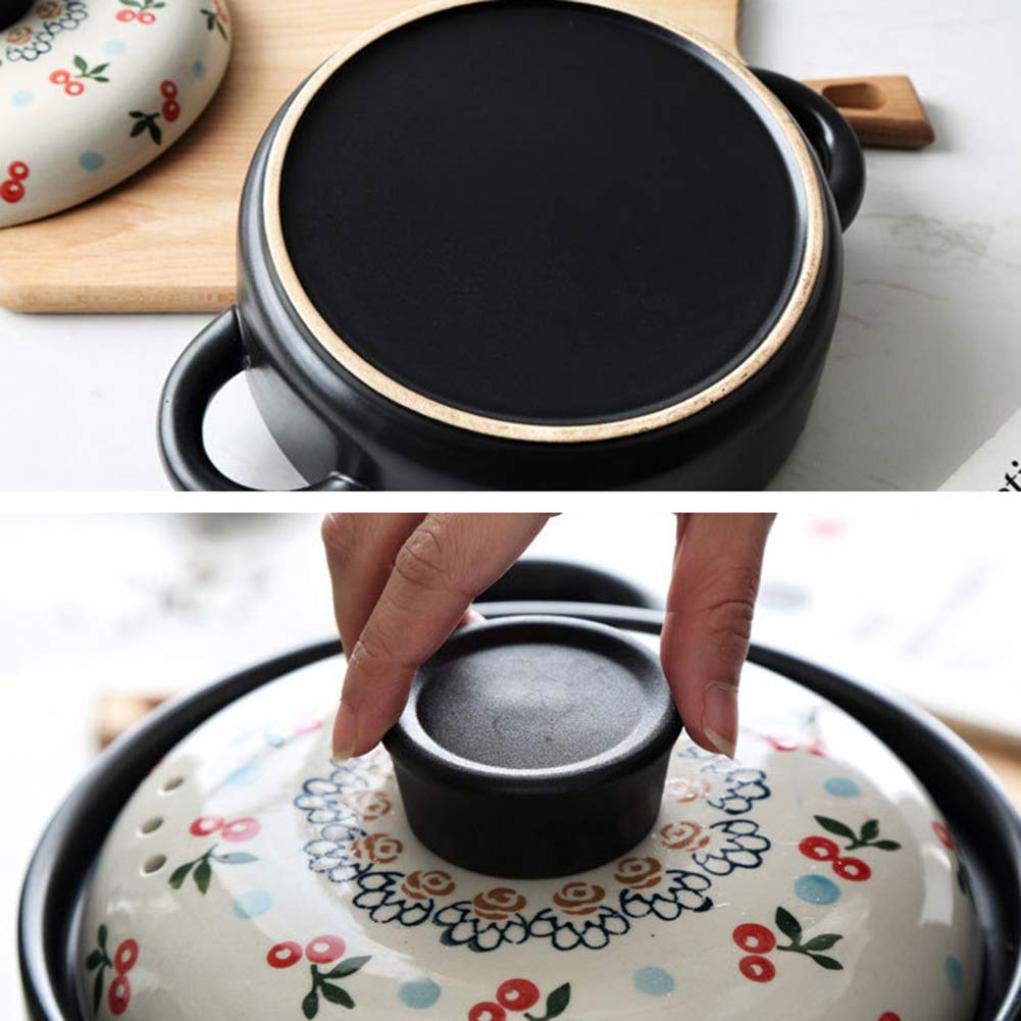 MYYINGBIN Ceramics Casserole with Lid Handles, Tagine Cooking Pot High Temperature Pots and Pan, Housewarming Gift, A