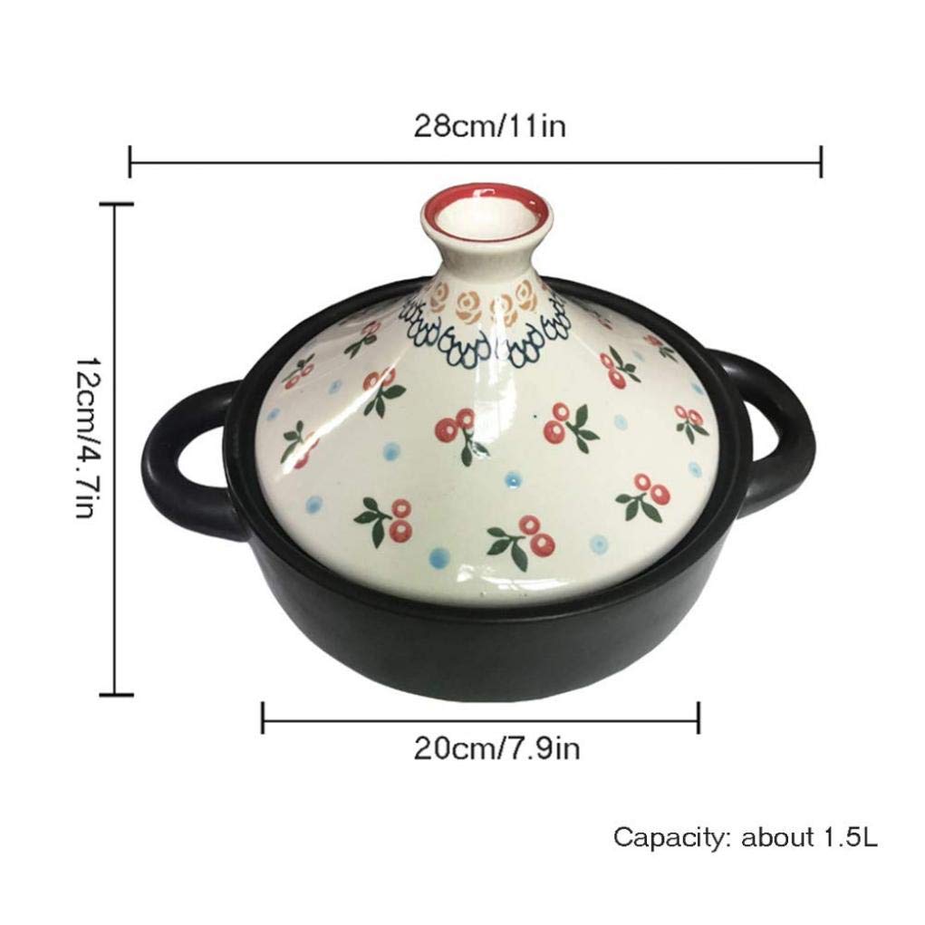 MYYINGBIN Ceramics Casserole with Lid Handles, Tagine Cooking Pot High Temperature Pots and Pan, Housewarming Gift, A