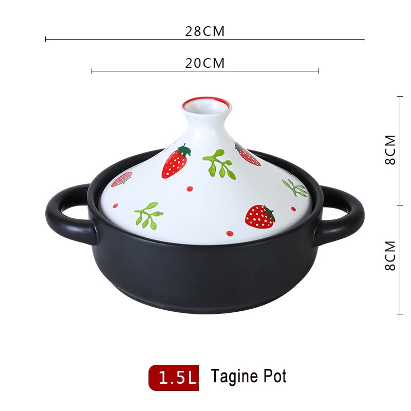 TANFEI Clay Pot For Cooking Terracotta Stew Pot Clay Casserole Pot With Lid, Casserole Ceramic Soup Pot Milk Pot Tagine Pot (1.5L Tagine Pot)