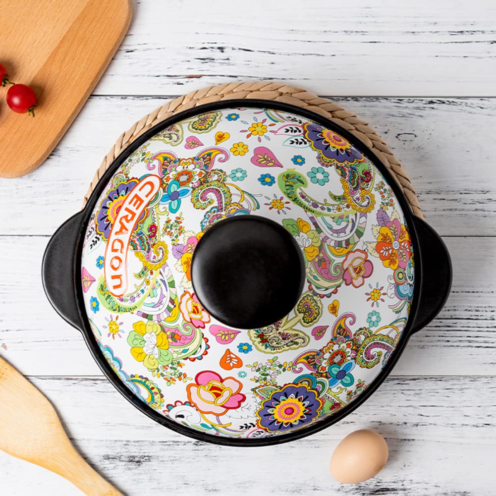 2L Ceramic Tagine Pot Moroccan Tajine Cooking Pot Cookware with Cone-Shaped Closed Lid for Stew Casserole Slow Cooker (Large, Hand Made)