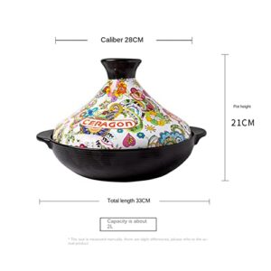 2L Tagine Pot, Hand Made and Hand Painted Moroccan Ceramic Pots, Tajine with Ceramic Cone-Shaped Closed Lid for Cooking and Stew Casserole Slow Cooker