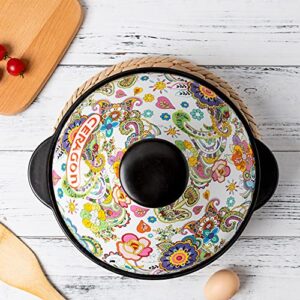 2L Tagine Pot, Hand Made and Hand Painted Moroccan Ceramic Pots, Tajine with Ceramic Cone-Shaped Closed Lid for Cooking and Stew Casserole Slow Cooker