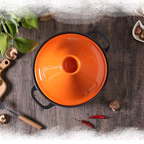 NERDOH Casserole Dish Enameled Cast Iron 20Cm Pot,Tajine with Cone-Shaped Lid for Different Cooking Styles Quick & Easy Cooking for Home Kitchen (Color:Red)