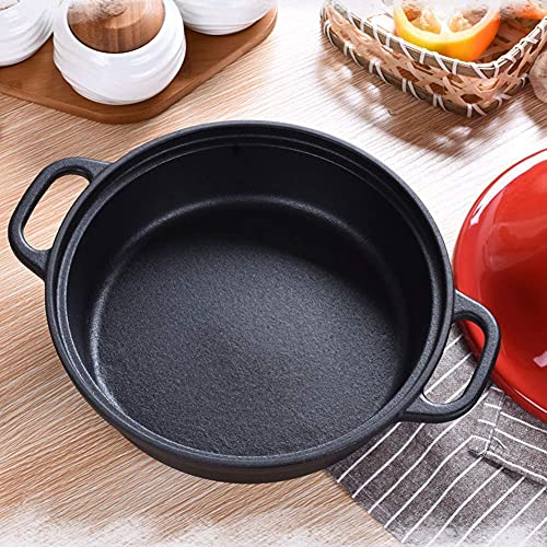 NERDOH Casserole Dish Enameled Cast Iron 20Cm Pot,Tajine with Cone-Shaped Lid for Different Cooking Styles Quick & Easy Cooking for Home Kitchen (Color:Red)