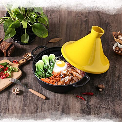 NERDOH Casserole Dish Enameled Cast Iron 20Cm Pot,Tajine with Cone-Shaped Lid for Different Cooking Styles Quick & Easy Cooking for Home Kitchen (Color:Red)