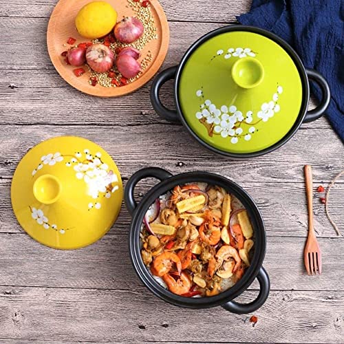 XuRX Hand Made Ceramic Tagine Pot 1.5L, Home Tagine Pot Cookware Lead Free Stew Casserole Slow Cooker for Home Kitchen 20cm