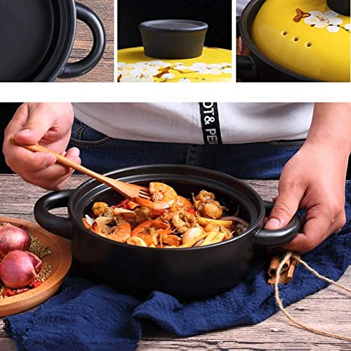 XuRX Hand Made Ceramic Tagine Pot 1.5L, Home Tagine Pot Cookware Lead Free Stew Casserole Slow Cooker for Home Kitchen 20cm