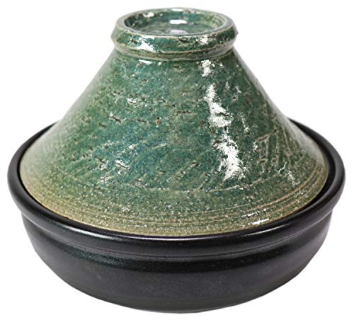 Tajin Pot, Shabu-Shabu Oribe No. 4 Tagine Pot, 5.3 x 4.1 inches (13.5 x 10.5 cm), Body 1.9 inches (4.7 cm), Direct Fire, Handmade, Restaurant, Ryokan, Japanese Tableware, Restaurant, Commercial Use