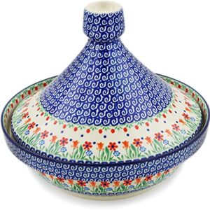 Polish Pottery 56 oz Tagine Pot made by Ceramika Artystyczna (Babcia's Garden Theme) + Certificate of Authenticity