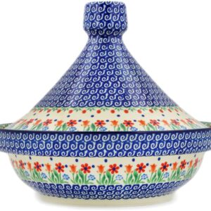 Polish Pottery 56 oz Tagine Pot made by Ceramika Artystyczna (Babcia's Garden Theme) + Certificate of Authenticity