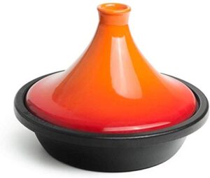 casserole dish with lid soup pot cast iron tagine pot, enameled cast iron tangine with lid for different cooking styles and temperature settings, colorful (color : orange)