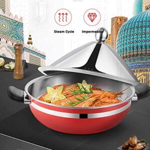 Casserole Dish with Lid Soup Pot Multi-Ply Clad Stainless Steel Tagine, Cooking Tagine Medium Lead Free Tangine with Silicone Gloves, 26Cm Tajine for Different Cooking Styles