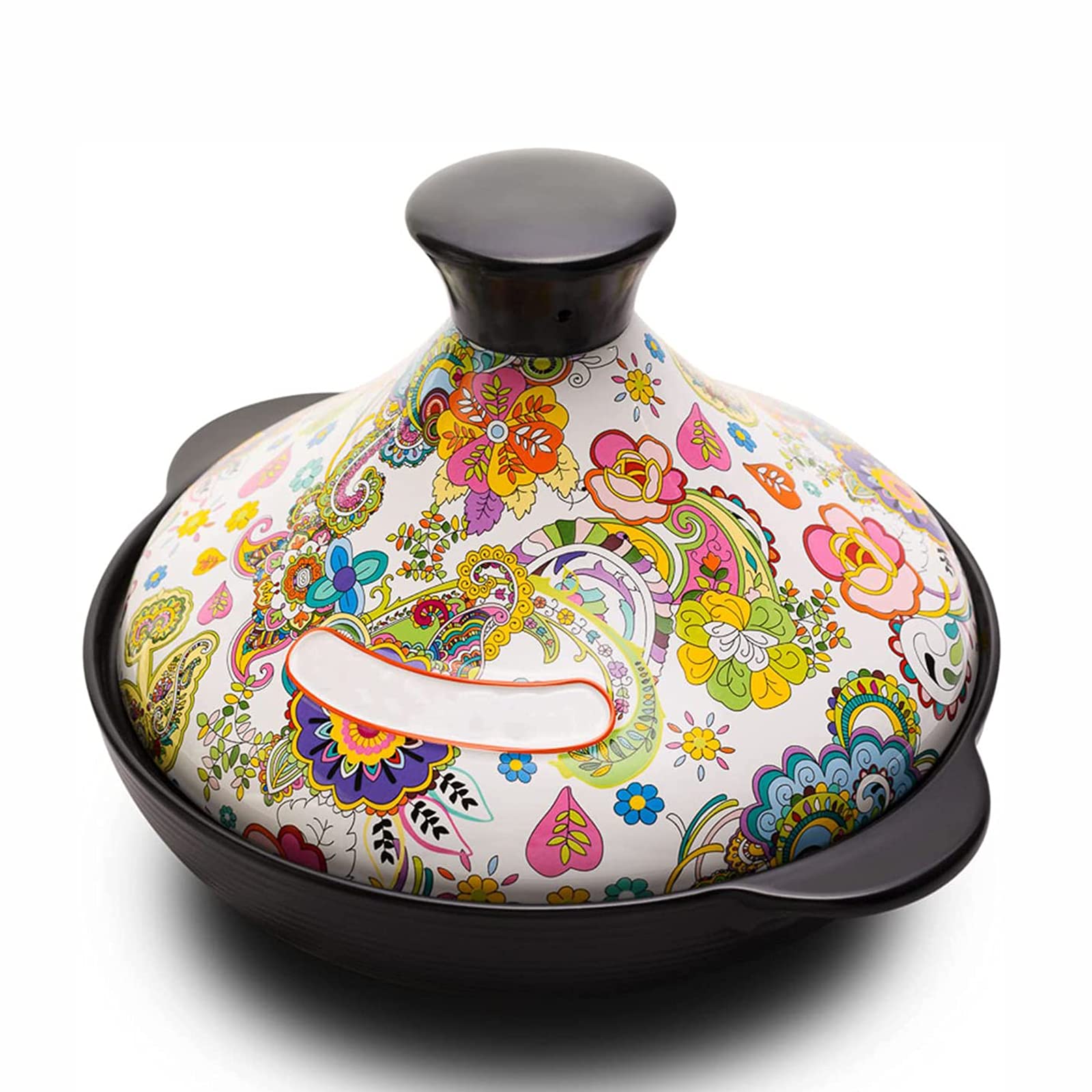 22cm Moroccan Tagine Pot, Not-Stick Ceramic Casserole with Lid, No Oily Smoke Cast Iron Soup Pot, for Cooking and Stew