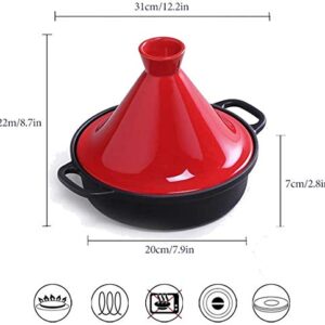 JINXIU Casserole Cast Iron Tagine Pot 20Cm, Tajine Cooking Pot with Enameled Cast Iron Base and Cone-Shaped Lid Lead Free Stew Casserole Slow Cooker,Pink