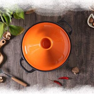 JINXIU Casserole Cast Iron Tagine Pot 20Cm, Tajine Cooking Pot with Enameled Cast Iron Base and Cone-Shaped Lid Lead Free Stew Casserole Slow Cooker,Pink