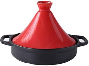 jinxiu casserole 21cm tagine pot for cooking, ceramic tagine pot, tajine cooking pot ceramic pots for cooking stew casserole slow cooker for home kitchen,red