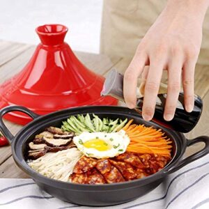 JINXIU Casserole 27Cm Lead Free Cooking Tagine, Tagine Pot Ceramic Casserole with Silicone Gloves, for Different Cooking Styles - Compatible with All Stoves