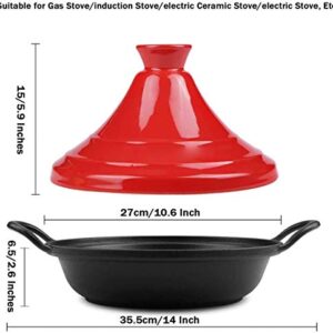 JINXIU Casserole 27Cm Lead Free Cooking Tagine, Tagine Pot Ceramic Casserole with Silicone Gloves, for Different Cooking Styles - Compatible with All Stoves