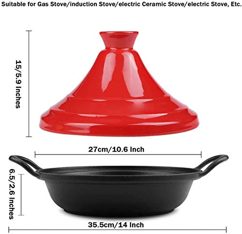 JINXIU Casserole 27Cm Lead Free Cooking Tagine, Tagine Pot Ceramic Casserole with Silicone Gloves, for Different Cooking Styles - Compatible with All Stoves