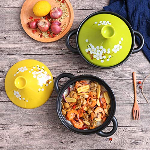 JINXIU Casserole Cooking Tagine Pot, 20Cm Tagine Pot Cookware Casserole Pots with Lids Medium Simple Cooking Tagine Lead Free for Home Kitchen 1.5L,