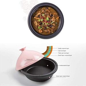 XDJ 30cm Tagine Cast Iron, Enameled Cast Iron with Enamel Lid Pot Slow Cooker, Lead-Free Cooking Healthy Food for Home, Kitchen Best Gift