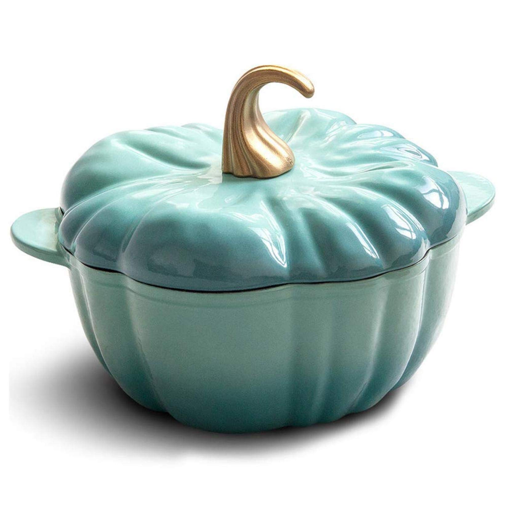 MYYINGBIN 3.3L Pumpkin Cast Iron Soup Pot Casserole Stew Pot with Lid Suitable for 3-5 People, Housewarming Gift, 2