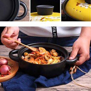 MYYINGBIN Flower Painted Cookware Tagine Pot Lead Free Clay Casserole with Handles Cold and Heat Resistant Stewpot, 20cm