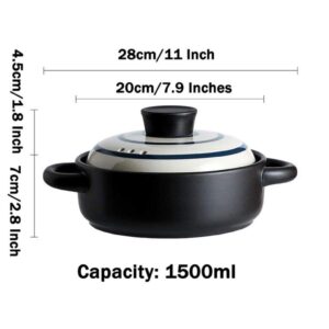 MYYINGBIN 1.5Liter Moroccan Tagine Pot Clay High Temperature Resistance Anti-Scalding Handle Slow Cooker Smooth Glazed Surface, C