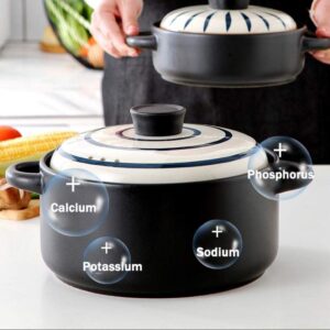 MYYINGBIN 1.5Liter Moroccan Tagine Pot Clay High Temperature Resistance Anti-Scalding Handle Slow Cooker Smooth Glazed Surface, C