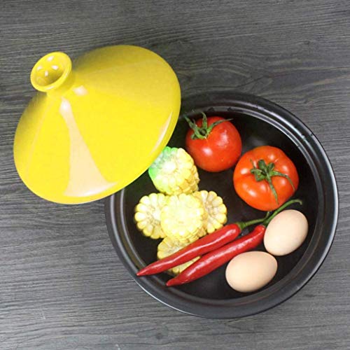 MYYINGBIN 23cm Ceramic Tagine Pot Stew Casserole Slow Cooker Lead Free with Wooden Shovel and Tray High Temperature Resistant, Red