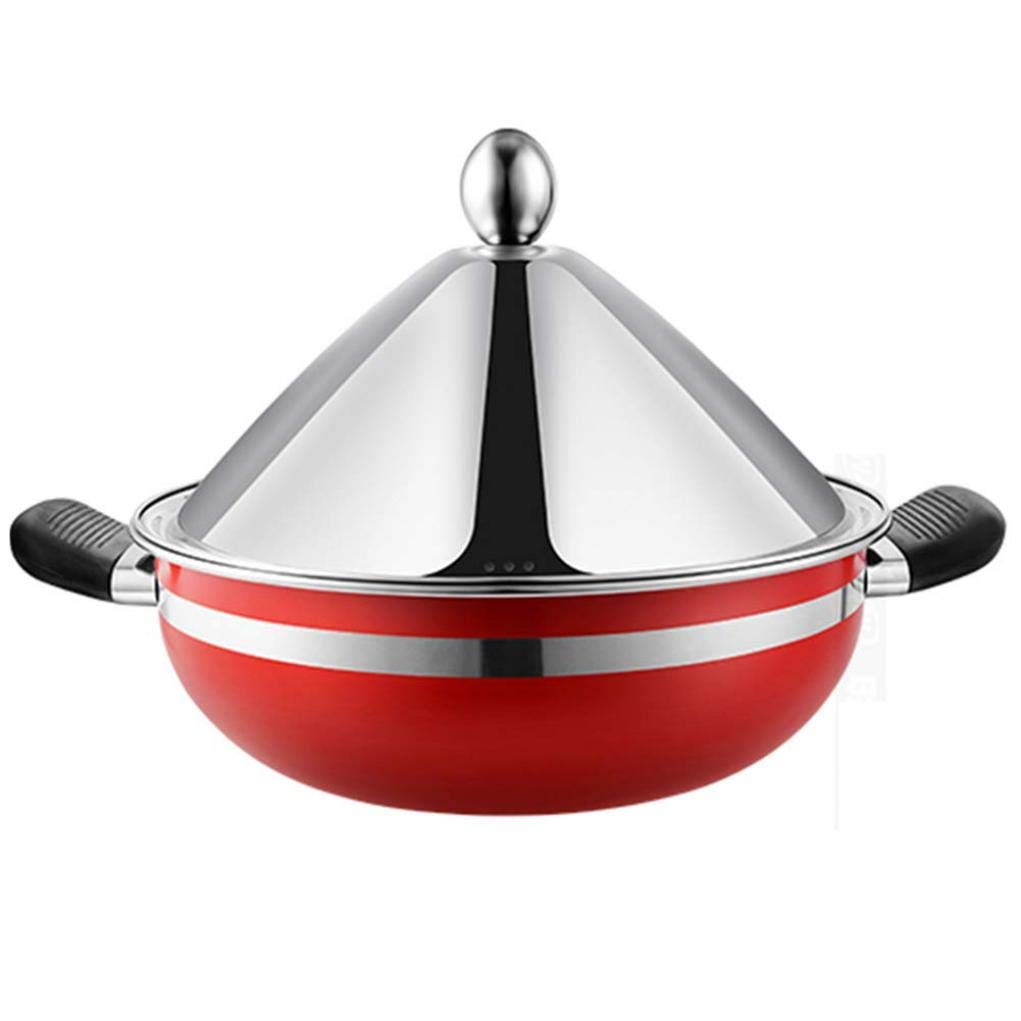 MYYINGBIN Moroccan Tagine Pot Stainless Steel Lid Anti-Scalding Handle High Temperature Resistance Applicable to Gas Induction Cooker