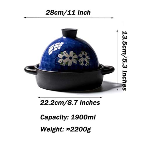 MYYINGBIN 28cm Tagine Pot 1.9 Liter Casserole Clay Pot Large Capacity Nonstick Pan for Medium to Extra Large Cooking