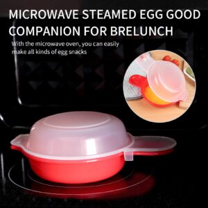 2 sets Microwave Egg Cooker,1 Minute Fast Egg Hamburg Omelet Maker Kitchen Cooking Tool(Red and clear)