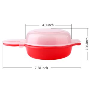 2 sets Microwave Egg Cooker,1 Minute Fast Egg Hamburg Omelet Maker Kitchen Cooking Tool(Red and clear)